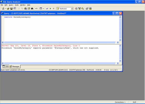 In This Example Itdoesnt Work Because There Is A Parameter Missing As The Message Indicates